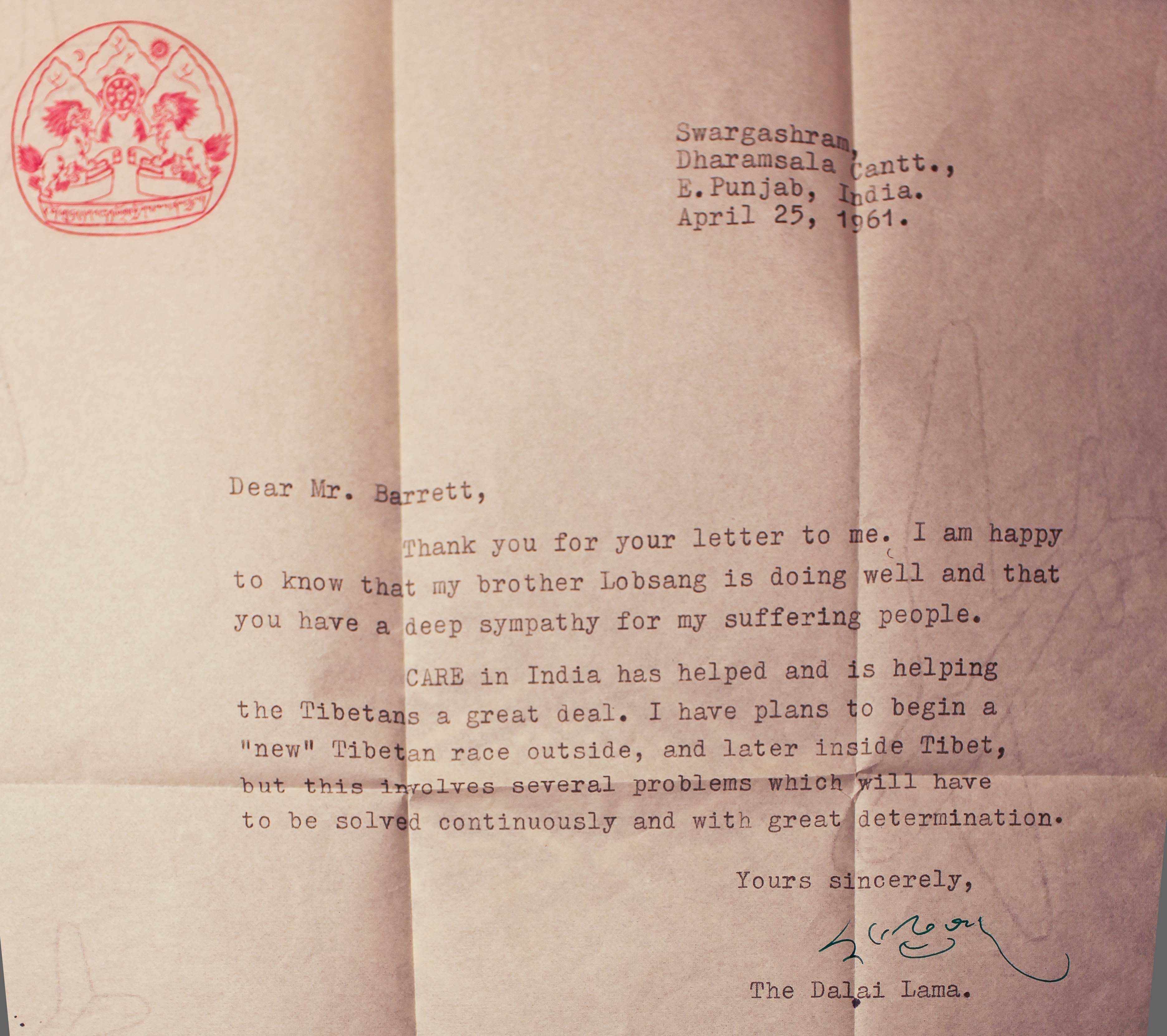 Dali Lhama Letter 1961-3-1 | Photographic Meanderings/Around the World ...